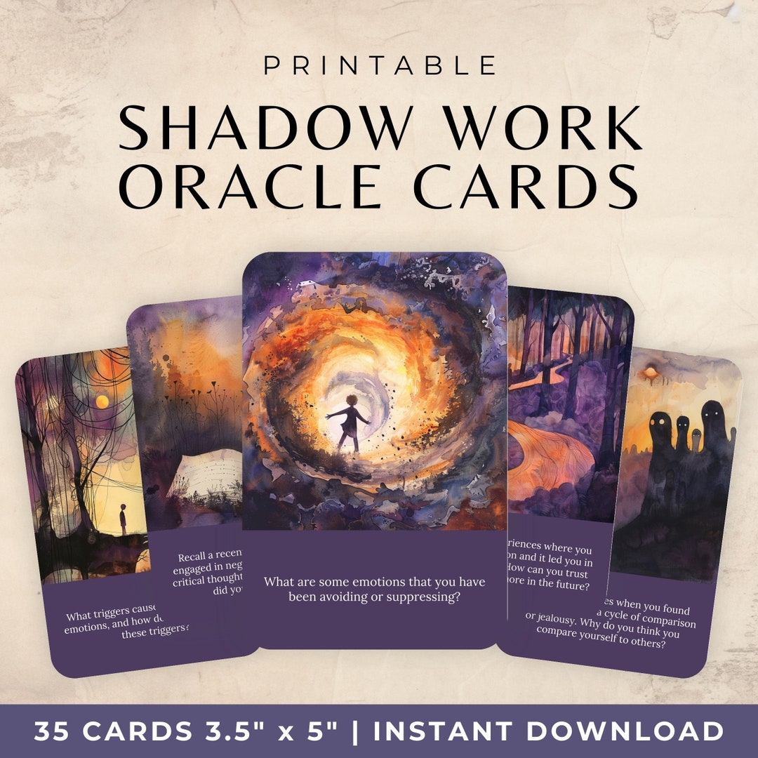 Shadow Work Oracle Card Deck Printable Cards With Journal Prompts Daily Journaling To Heal