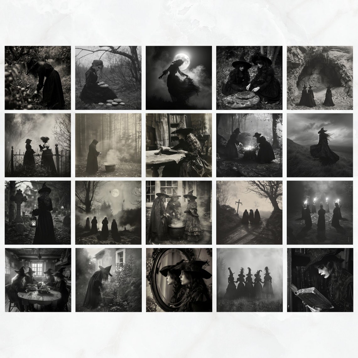 Black & White Witch Junk Journal Photos, Vintage Pagan Ephemera ...