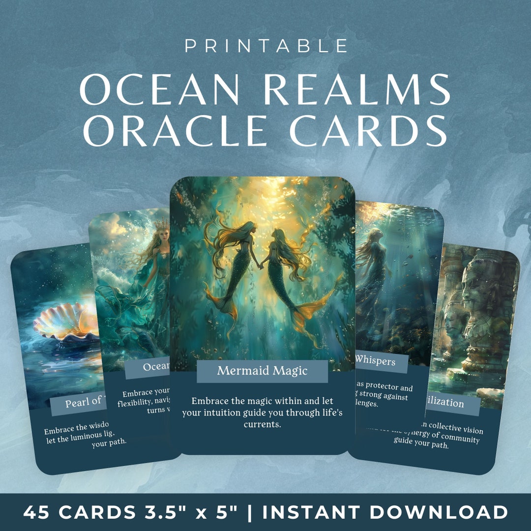 Printable Ocean Oracle Card Deck, Under the Sea Cards With Mystical ...
