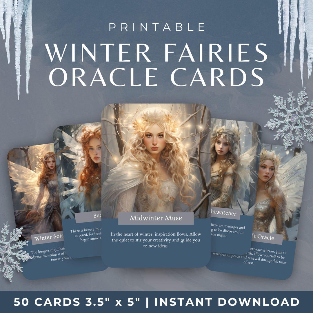 Winter Fairy Oracle Deck, Printable Cards With Snowy Forest and Ice ...