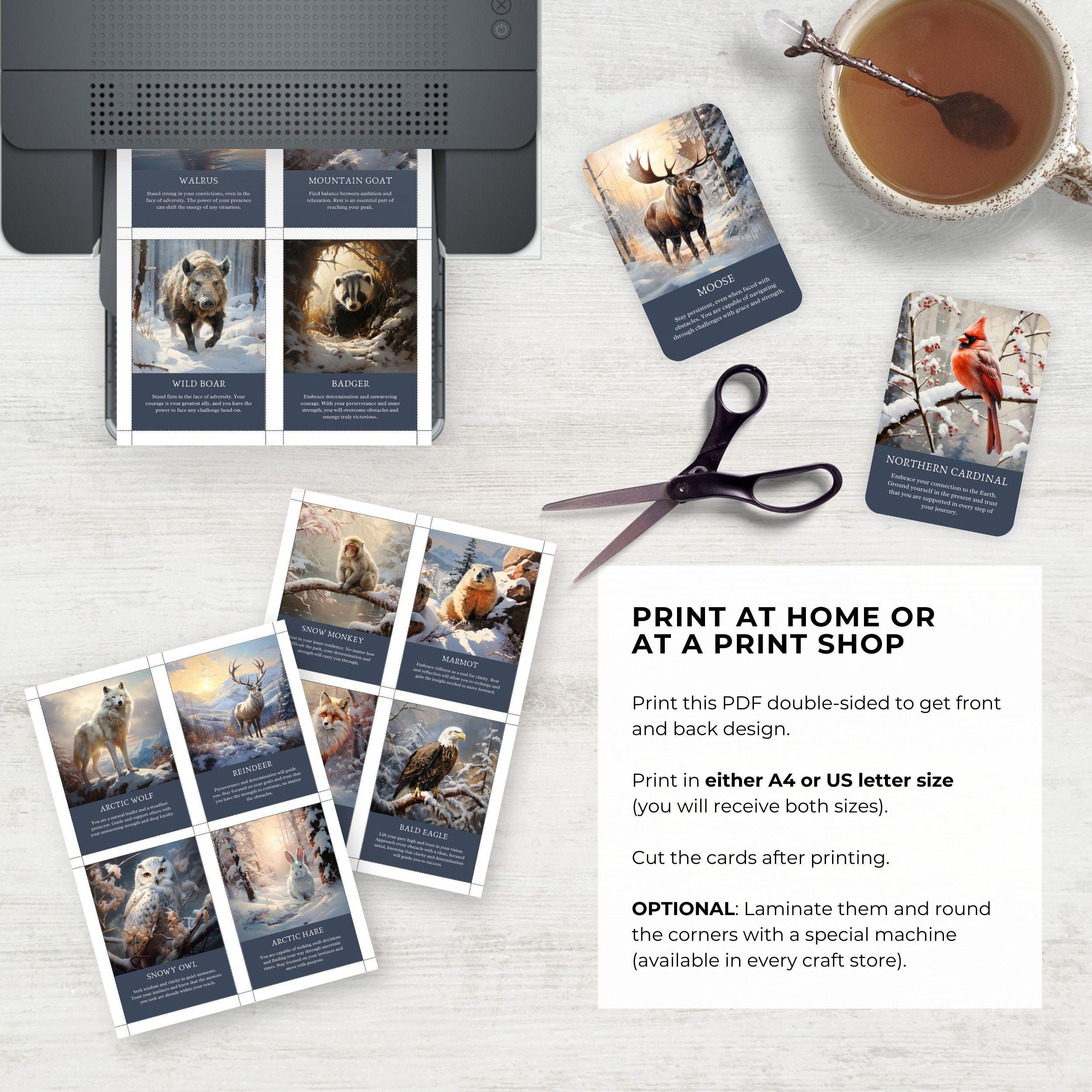 Spirit Animal Oracle Card Deck, Printable Cards With Winter Animals in ...