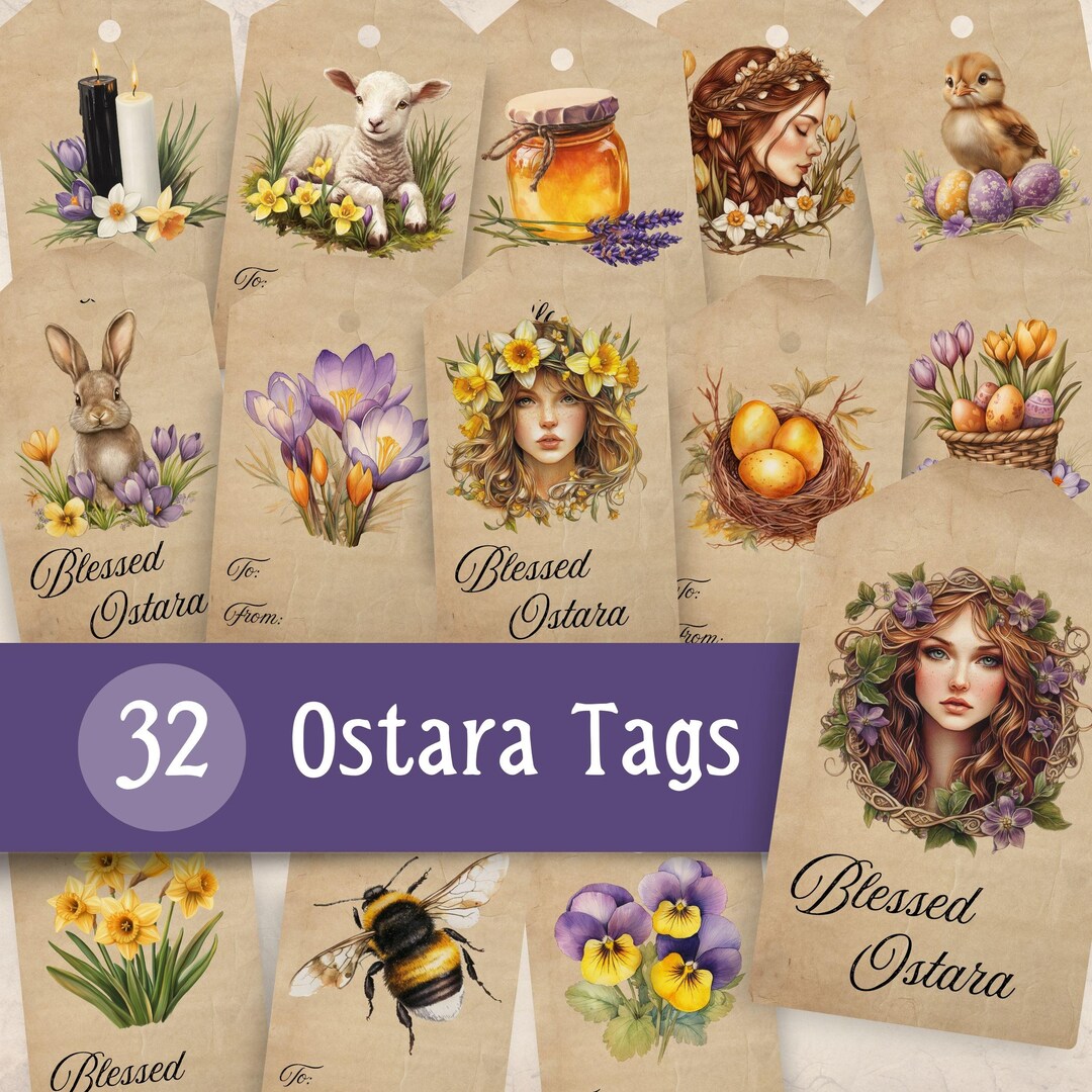 Ostara Gift Tags, Printable Pagan Easter Labels, Spring Equinox ...