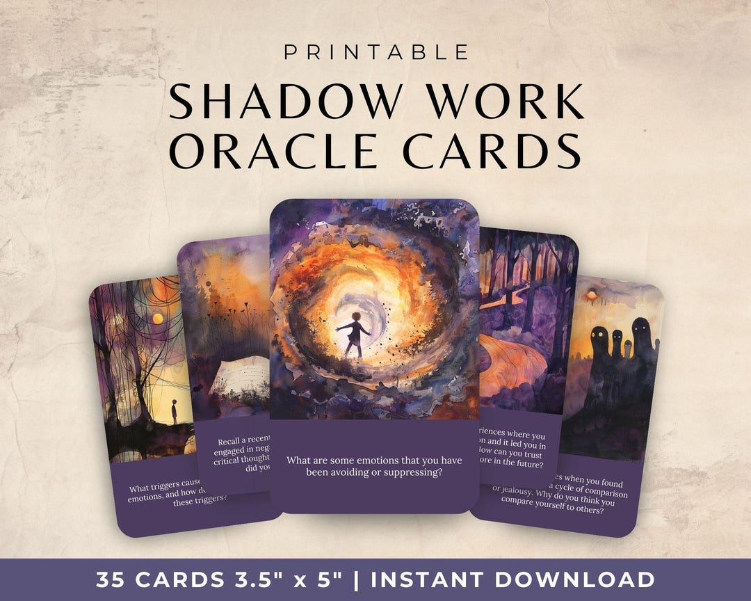 Shadow Work Oracle Card Deck, Printable Cards With Journal Prompts ...