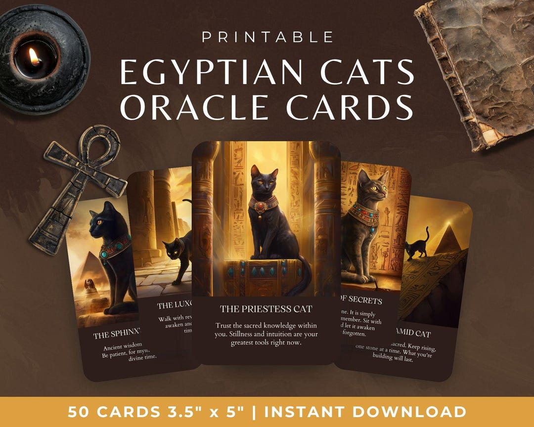 Egyptian Oracle Deck, Ancient Egypt Cats Printable Oracle Cards, Spirit ...