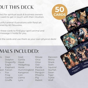 Spirit Animal Oracle Card Deck, Printable Oracle Cards, Spiritual Guide Message, Divination Tool ...