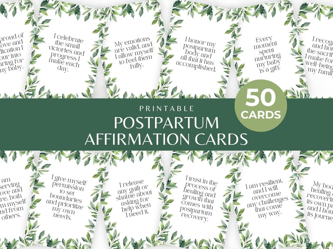 Postpartum Affirmation Cards Digital, Printable Post Partum Card Deck ...