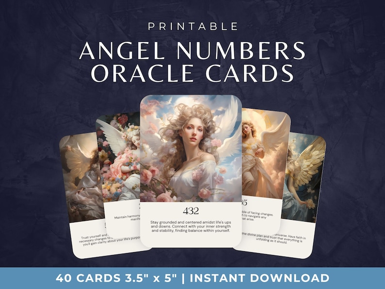 Angel Numbers Oracle Card Deck, Printable Cards With Angels, Celestial ...