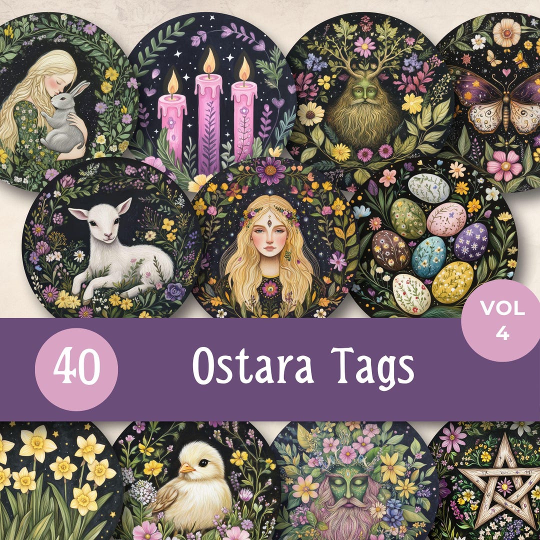 Ostara Round Tags, Printable Pagan Easter Altar Decoration Set, Spring ...