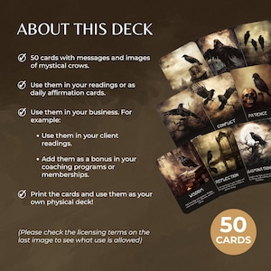 Oracle Deck Crow, Printable Oracle Cards With Mystical Ravens, Dark and ...