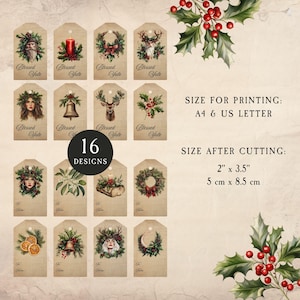 Yule Gift Tags, Printable Pagan Christmas Labels, Festive Yuletide Note ...