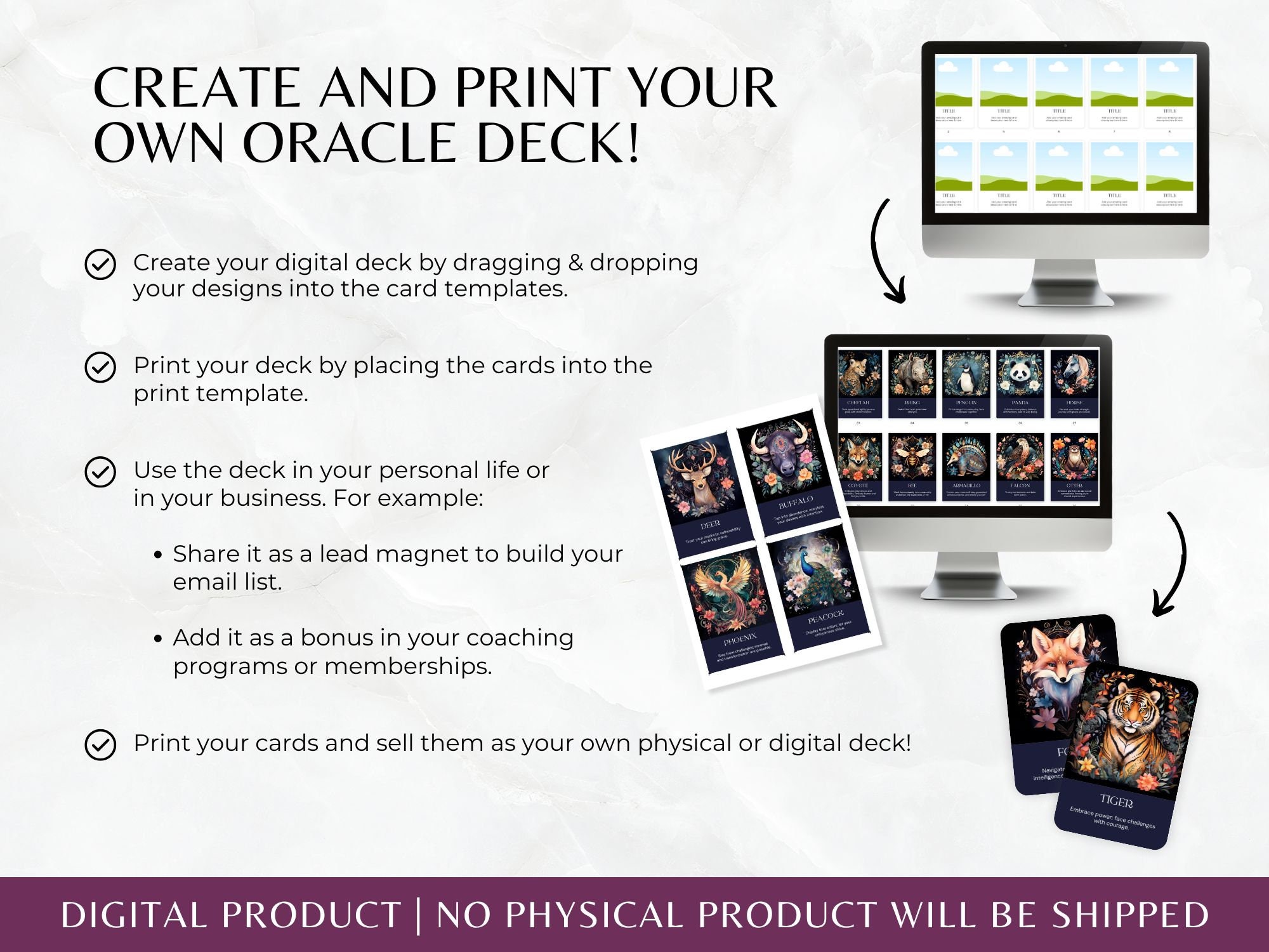 Oracle Card Canva Template, DIY Printable Tarot Cards, Drag & Drop ...