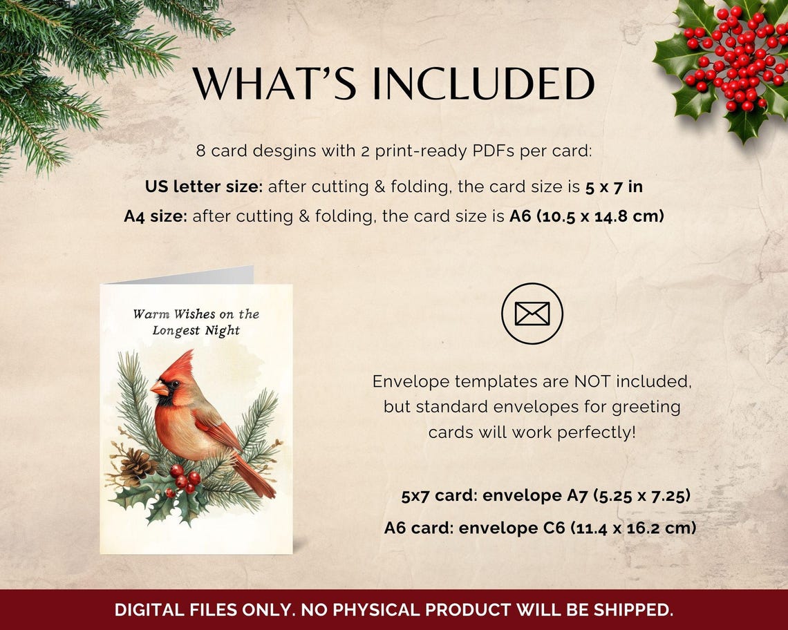 Winter Solstice Card Set, Printable Forest Animal Yule Card Pack, Pagan ...