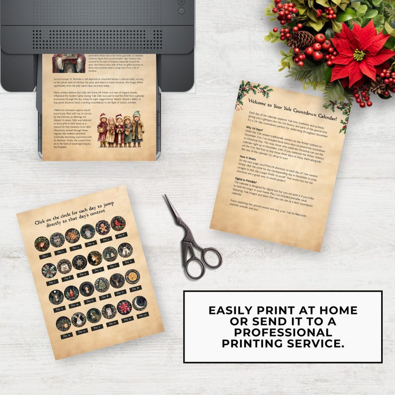Yule Countdown Calendar, Pagan Christmas Advent Calendar, Printable ...