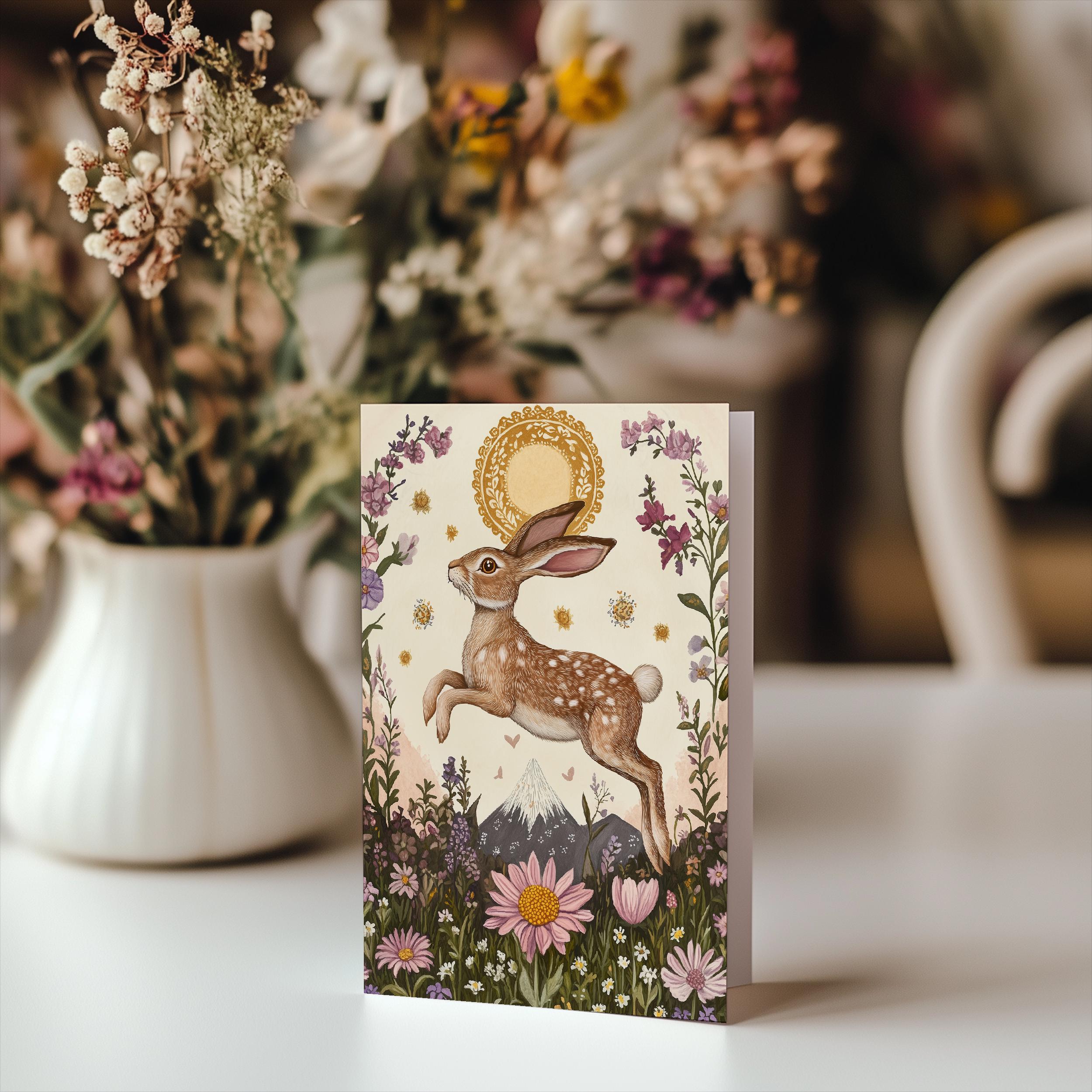 Spring Equinox Card Printable, Ostara Hare Greeting Card, Pagan Easter ...