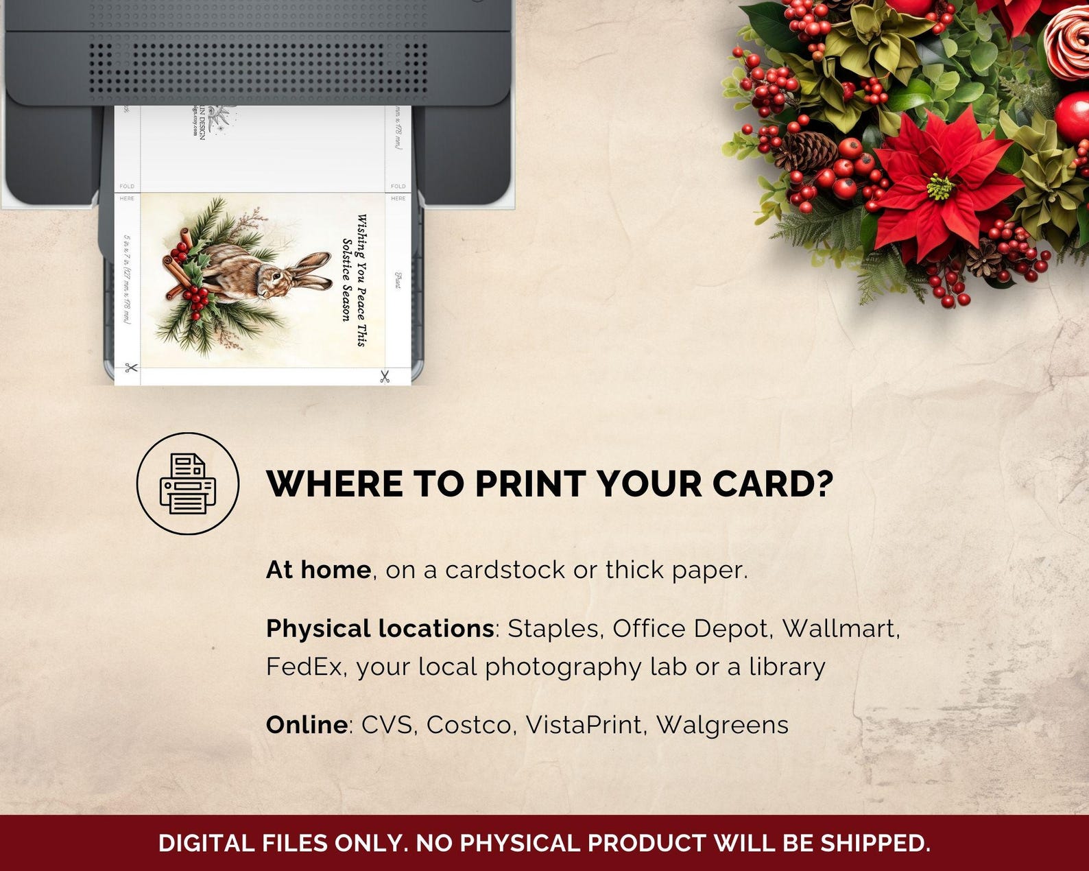 Winter Solstice Card Set, Printable Forest Animal Yule Card Pack, Pagan ...