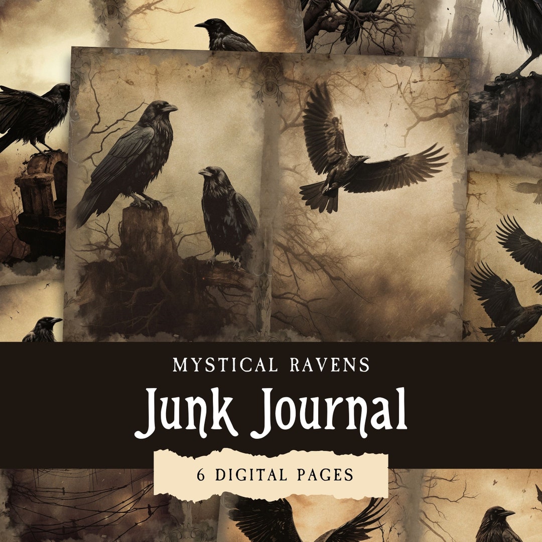 Mystical Raven Junk Journal Pages, Printable Paper With Gothic Black ...