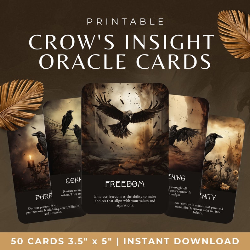 Oracle Deck Crow, Printable Oracle Cards With Mystical Ravens, Dark and ...