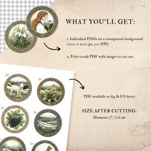 Imbolc Round Tags, Printable Celtic Sabbat Altar Decoration, Green ...