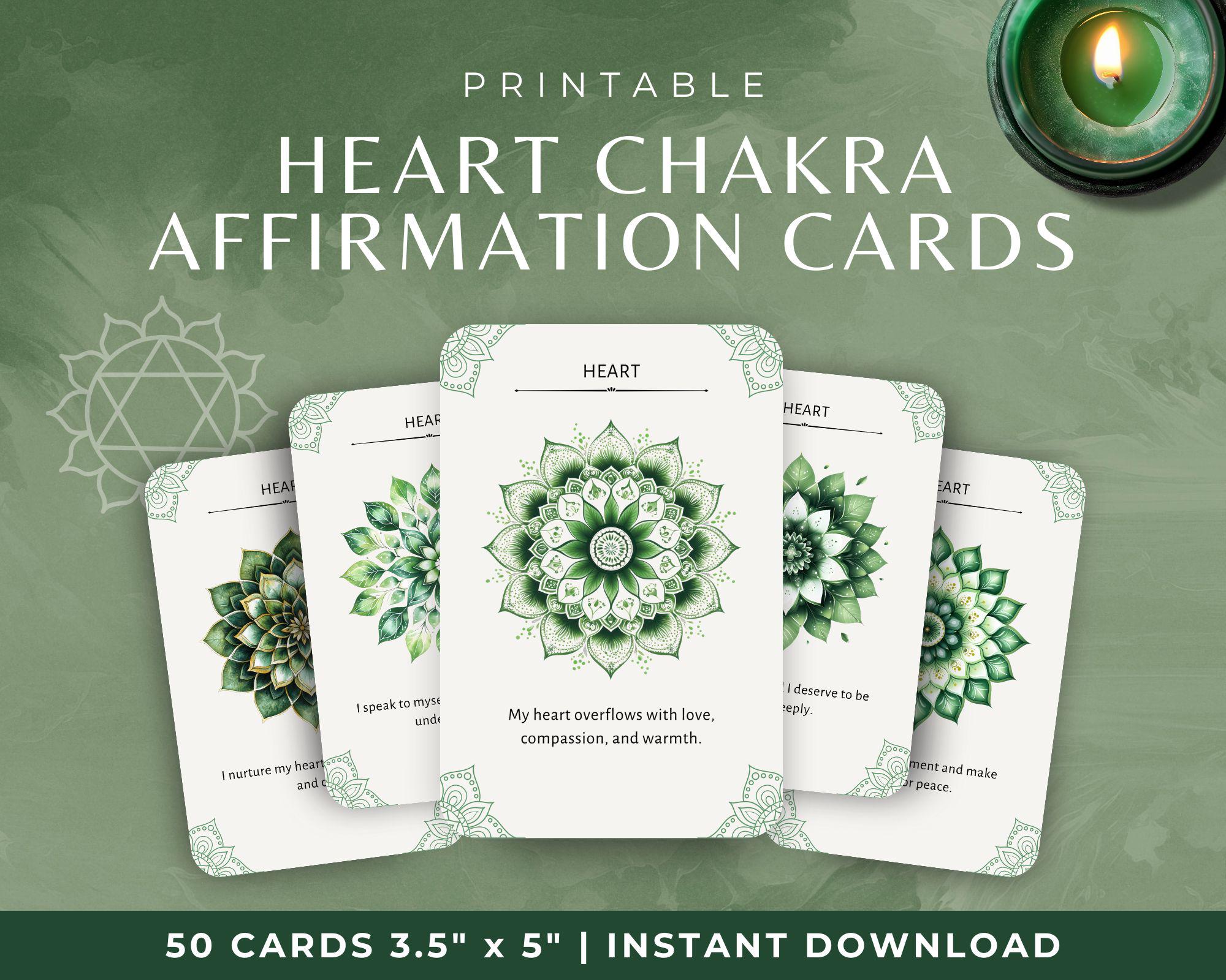 Chakra Affirmation Cards Printable, Heart Chakra Energy Healing Deck ...