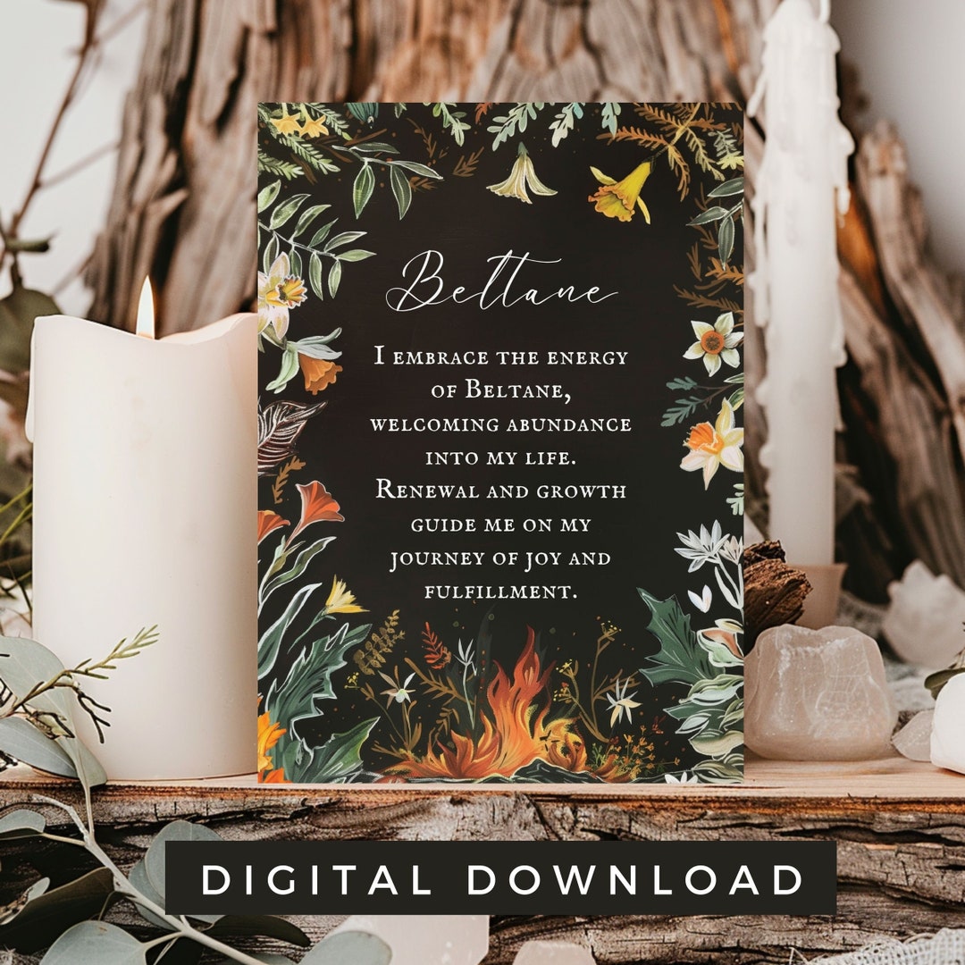 Beltane Altar Card, Digital Sabbat Print, Printable Wheel of the Year ...