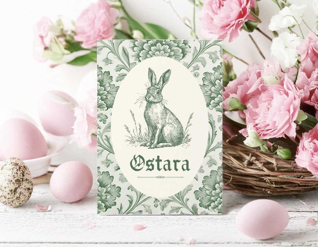 Ostara Altar Card, Green and White Eostre Hare Printable, Minimalist ...