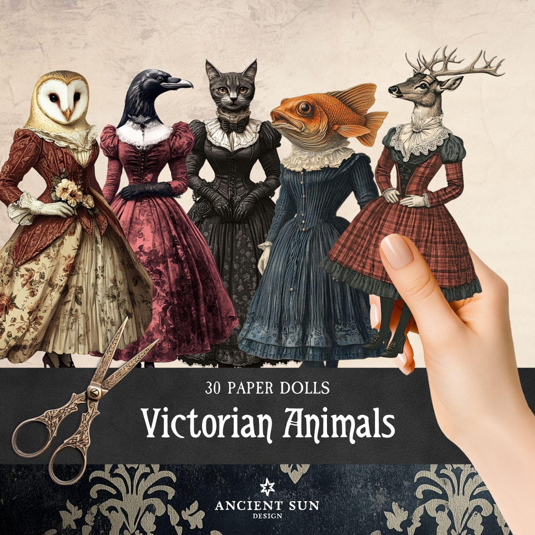 Victorian Animals Paper Dolls, Printable XIX Century Characters Fussy ...