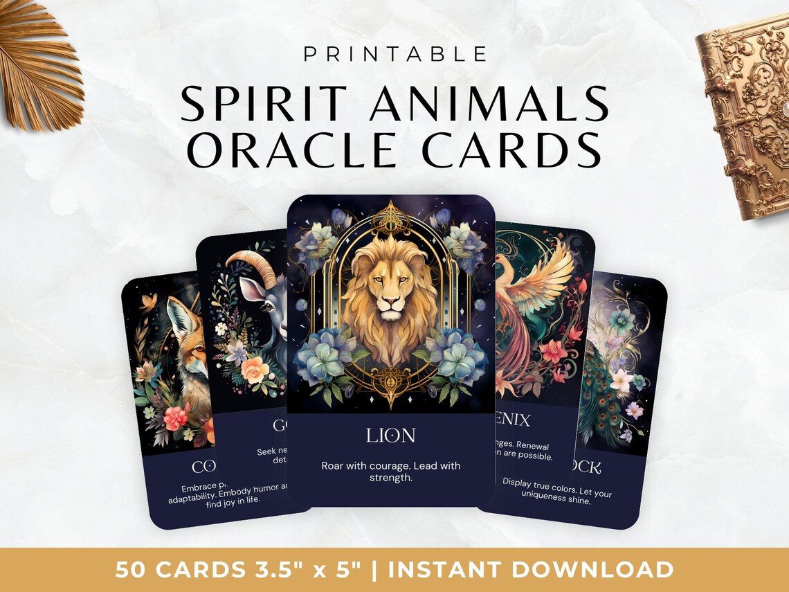 Spirit Animal Oracle Card Deck, Printable Oracle Cards, Spiritual Guide Message, Divination Tool ...