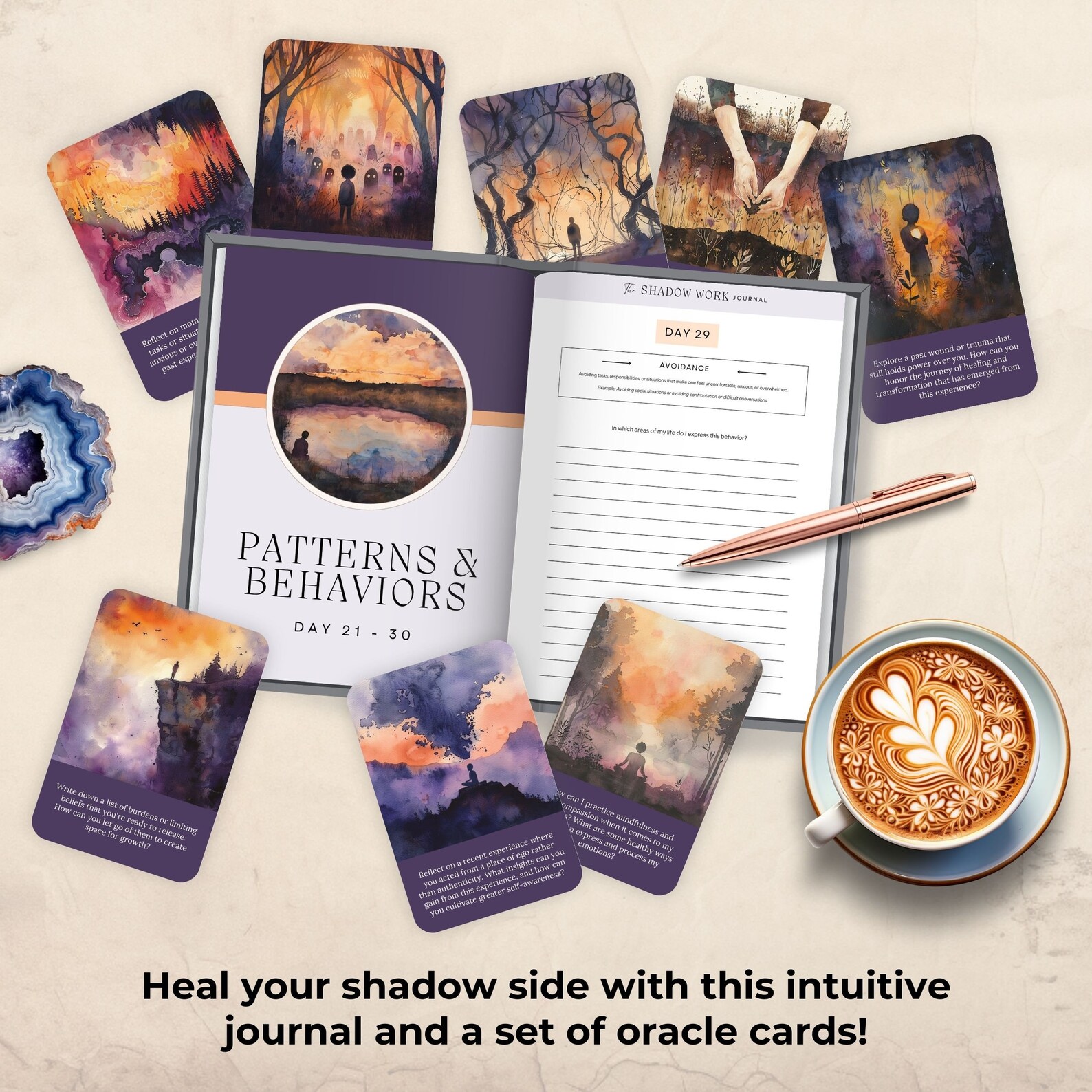 Shadow Work Journal and Oracle Cards, Printable Guided Planner and ...