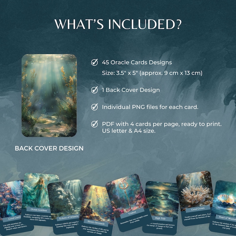 Printable Ocean Oracle Card Deck, Under the Sea Cards With Mystical ...