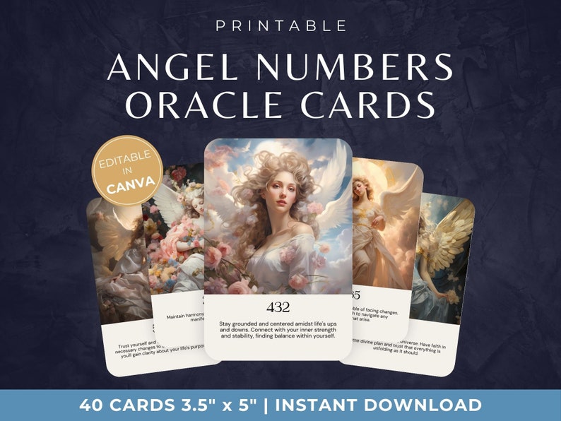 Angel Numbers Oracle Card Deck, Printable Cards With Angels, Celestial ...