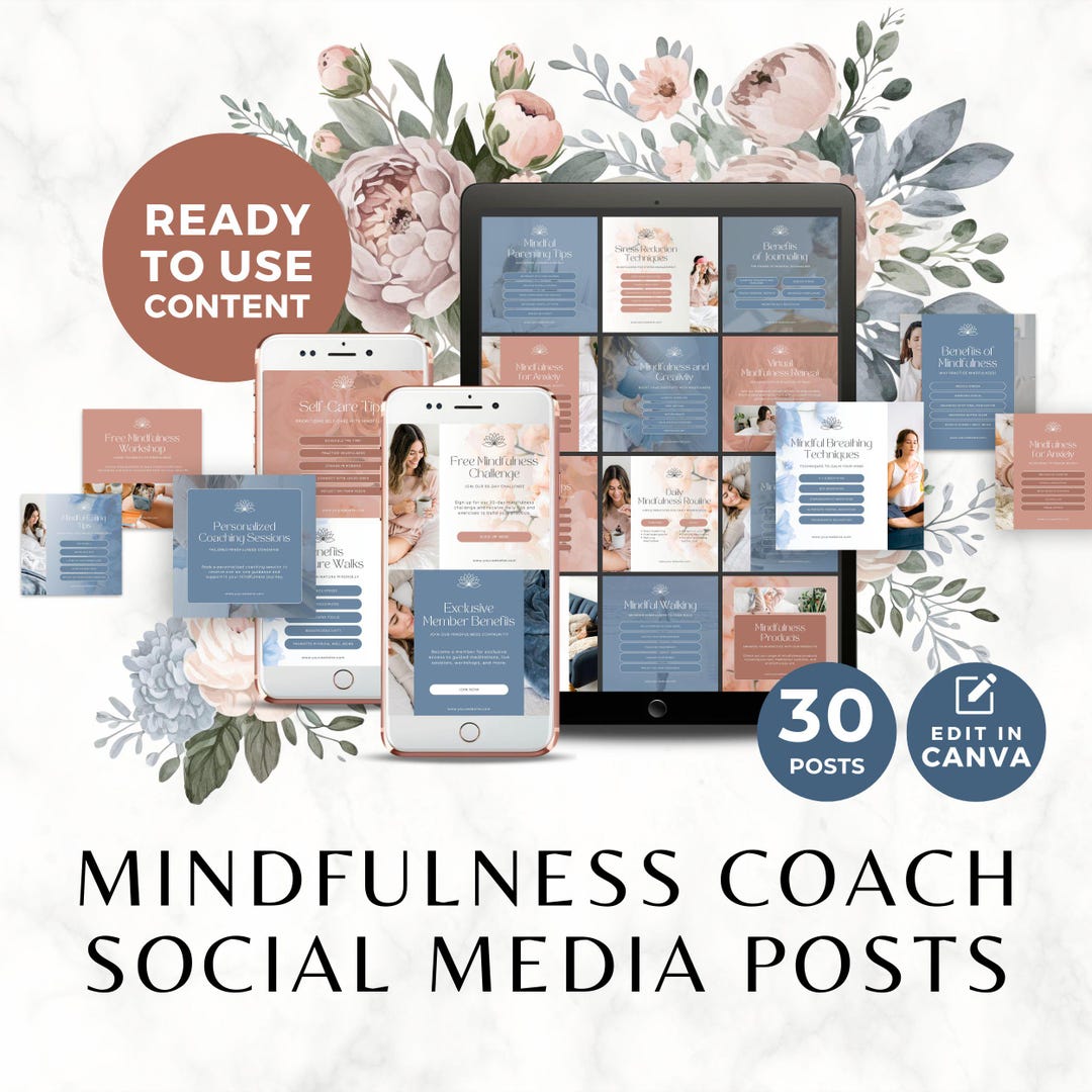 Mindfulness Coach Instagram Template Portrait, Social Media Canva ...