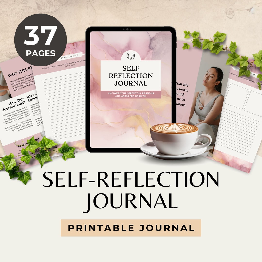 Self Reflection Journal, Printable Guided Workbook for Self Awareness ...