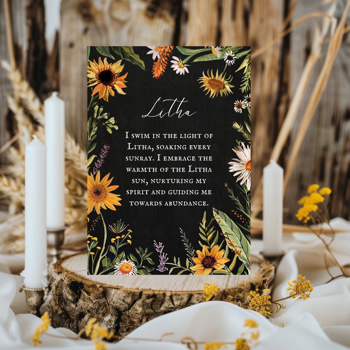 Litha Altar Card, Printable Wheel of the Year Ritual, Digital Summer ...