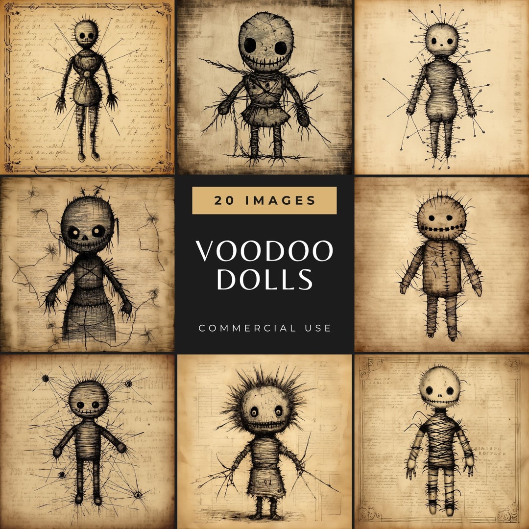 Creepy Voodoo Dolls Junk Journal, Dark Magic Cursed Scrapbooking Paper ...