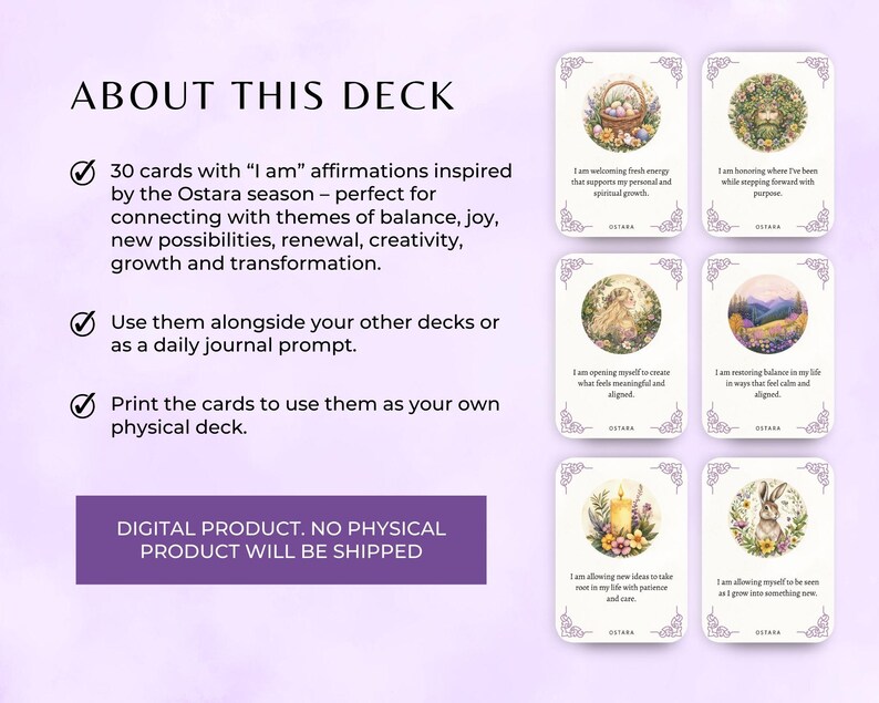 Ostara Affirmation Cards, Printable Wheel of the Year Card Deck, Pagan ...