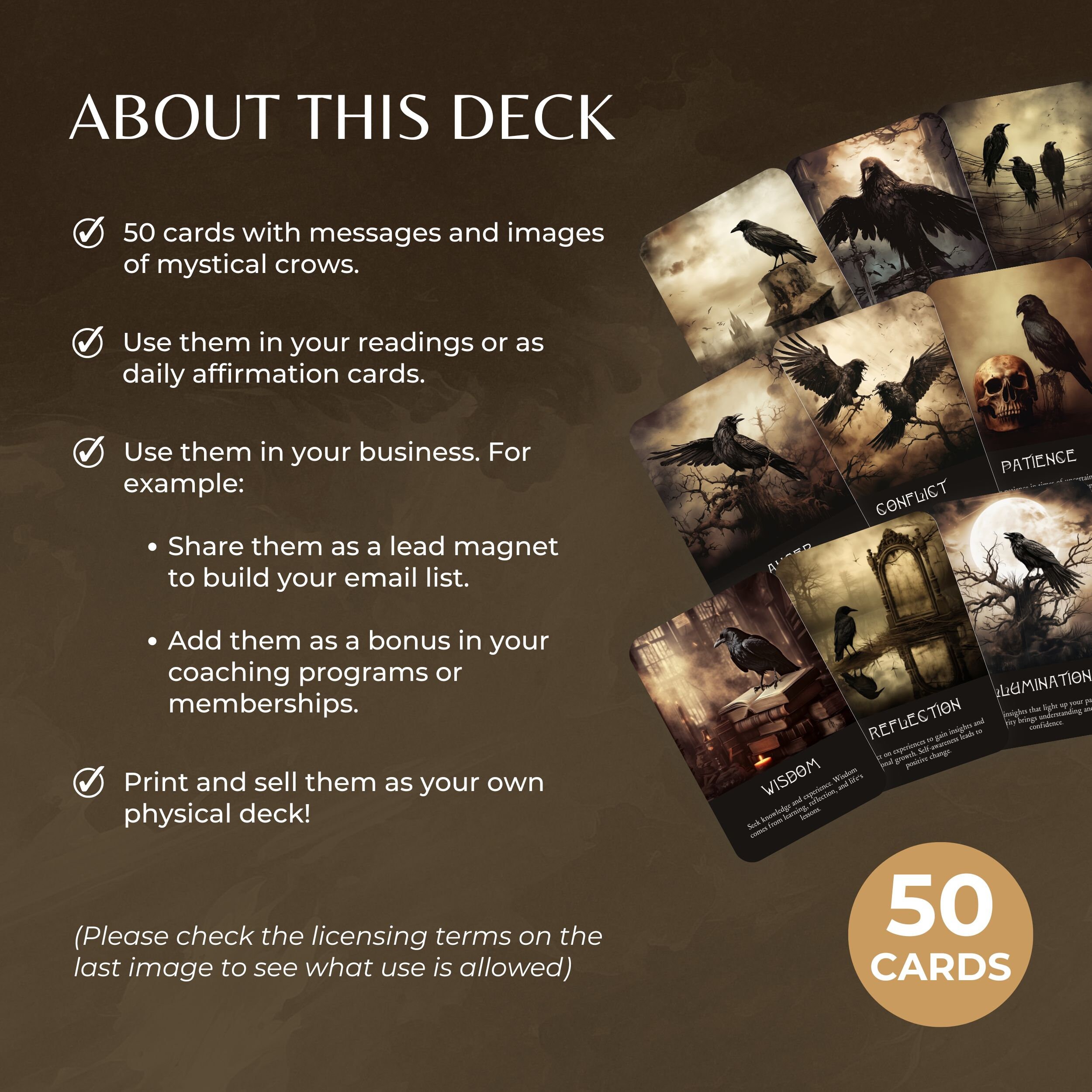 Oracle Deck Crow, Printable Oracle Cards With Mystical Ravens, Dark and ...