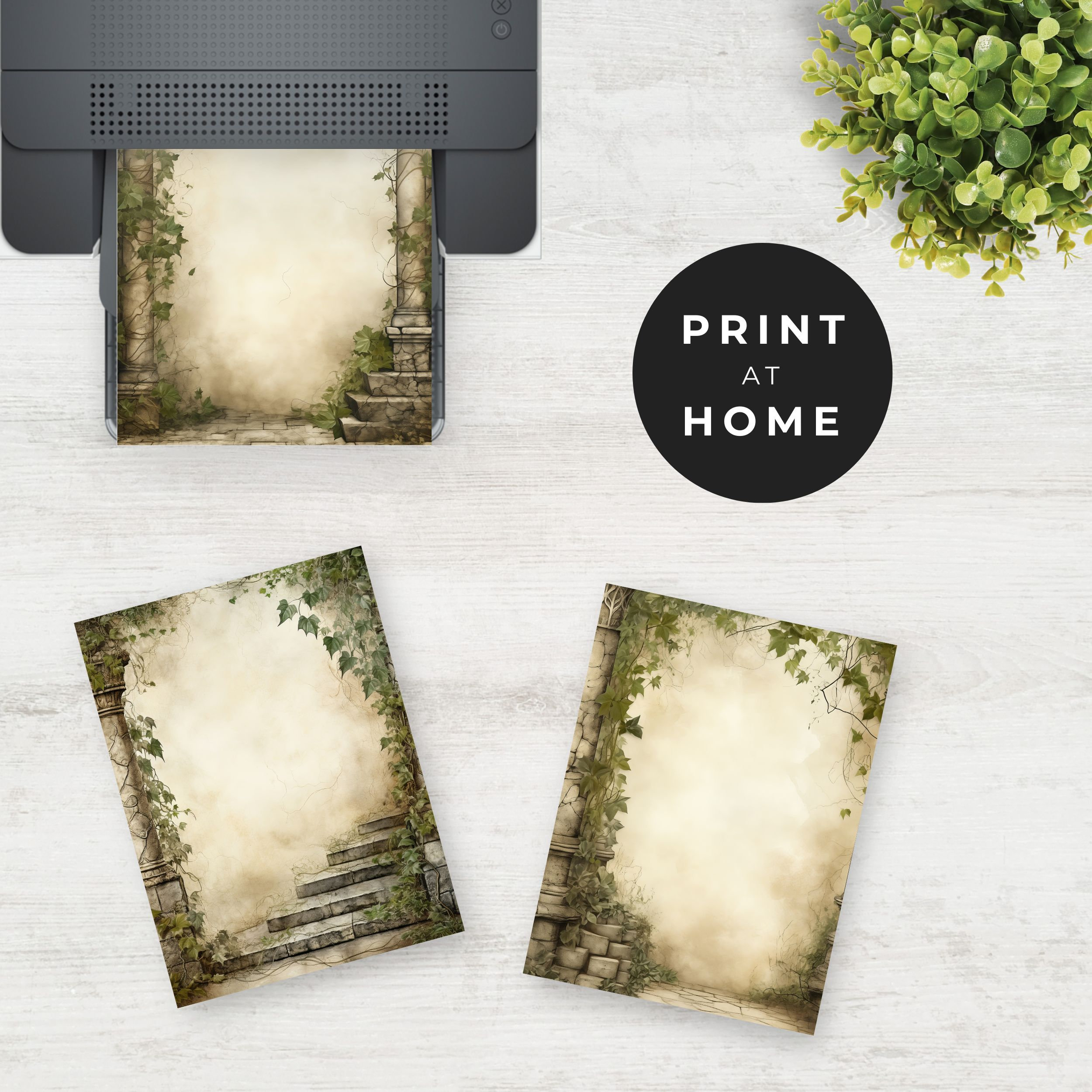 Ivy Vines Castle Borders Junk Journal Paper, Celtic Witch Blank ...