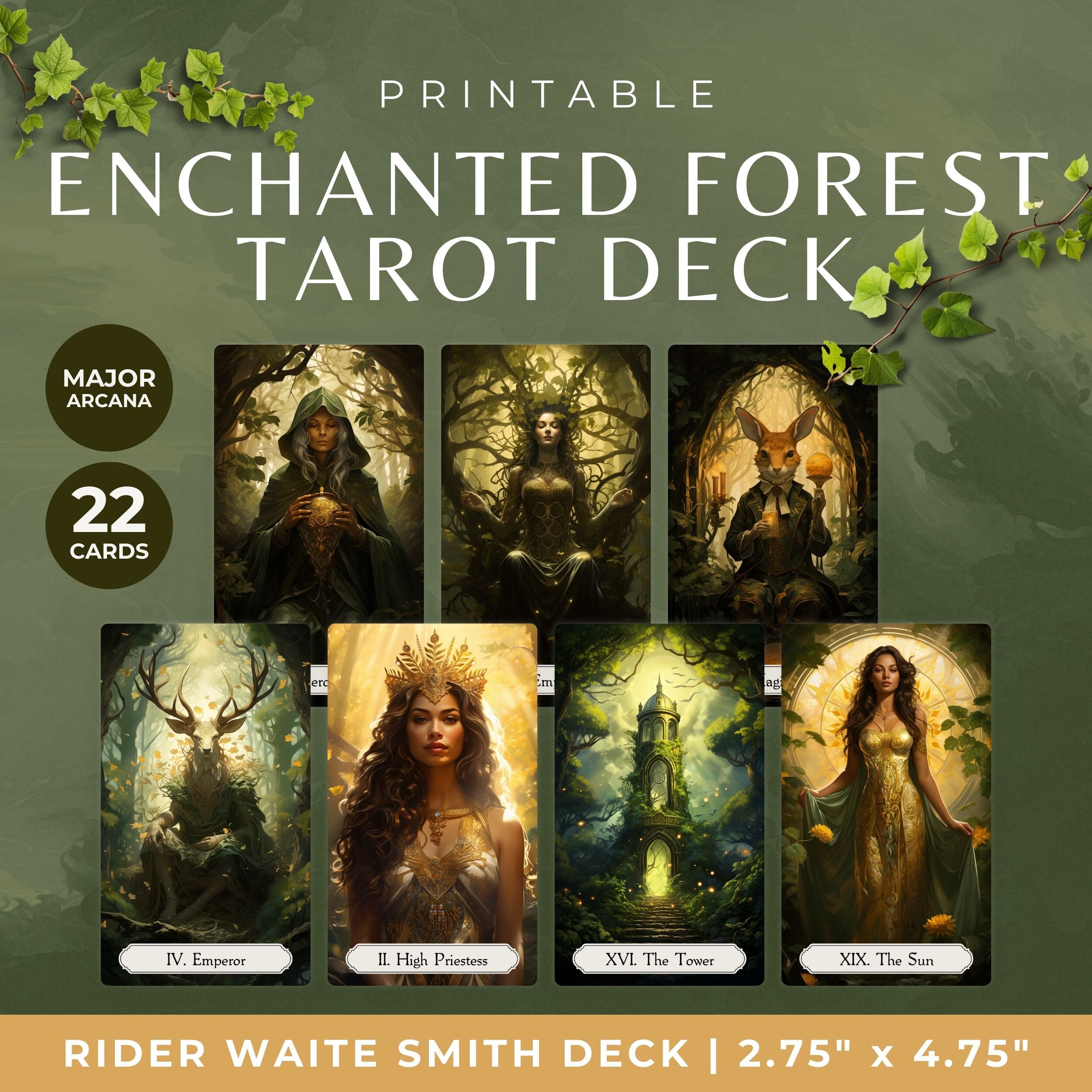 Enchanted Forest Tarot Card Deck, 22 Major Arcana Nature Inspired Tarot ...