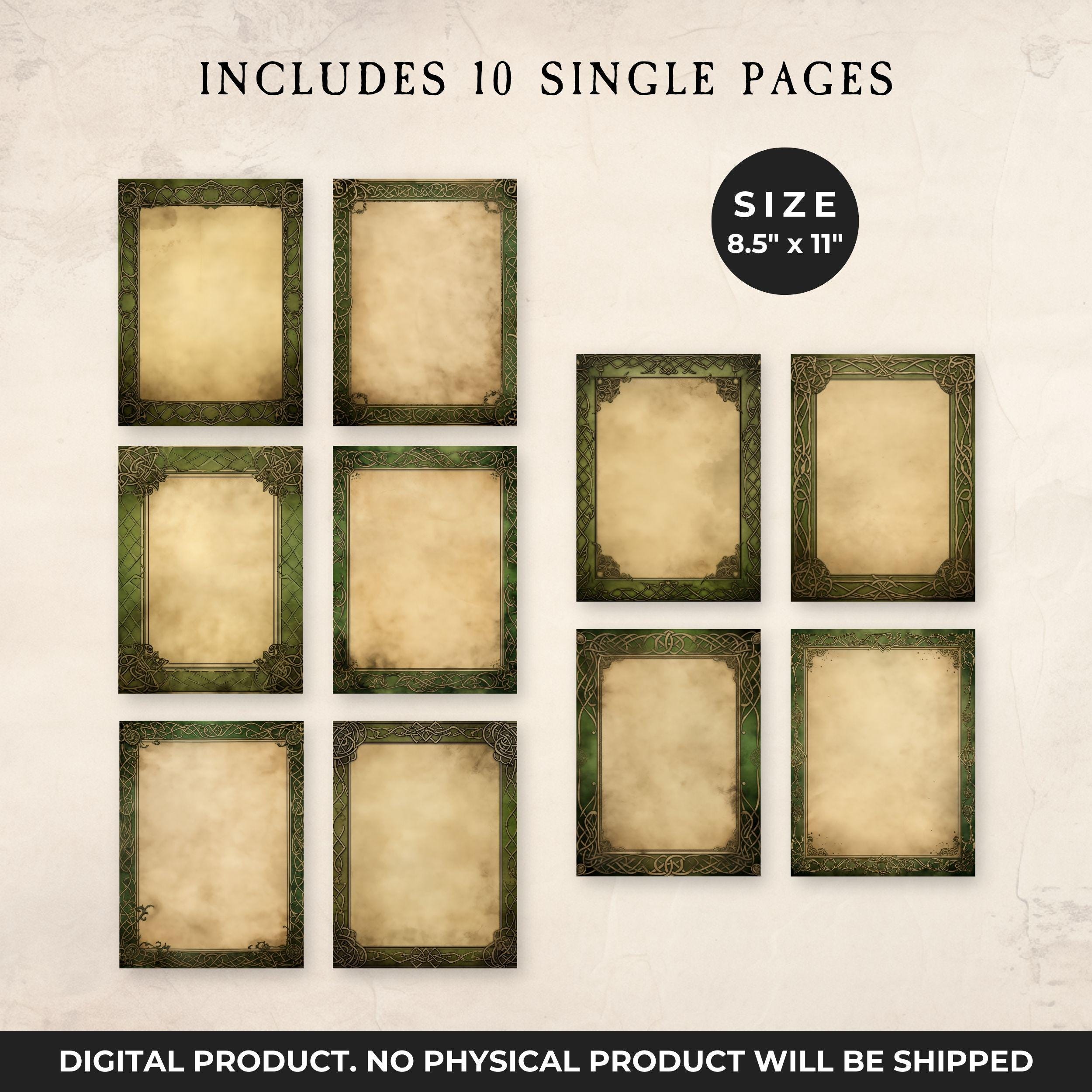 Celtic Knots Junk Journal Frames, Green Medieval Irish Patterns ...