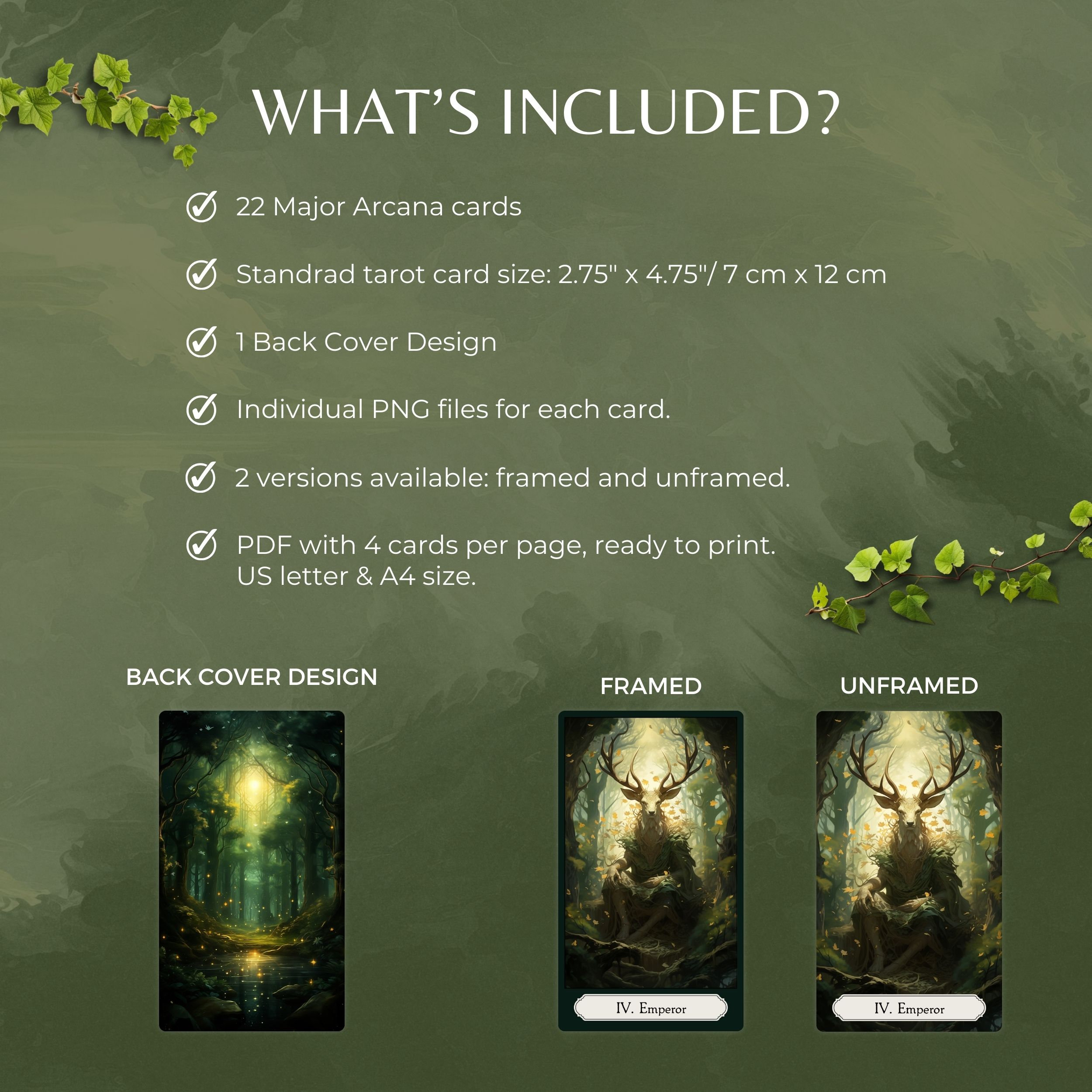 Enchanted Forest Tarot Card Deck, 22 Major Arcana Nature Inspired Tarot ...