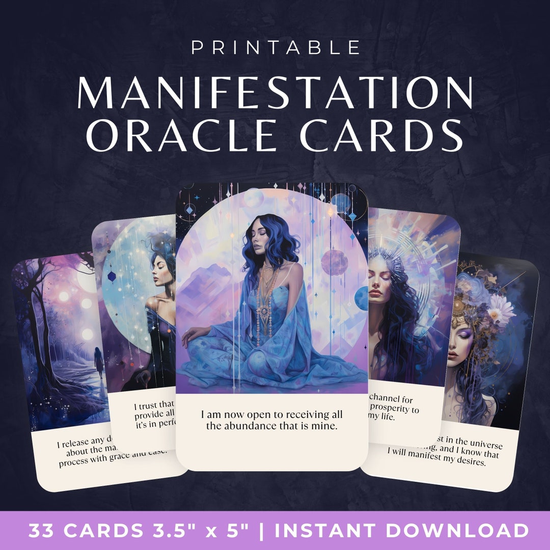 Manifestation Oracle Card Deck, Printable Divine Feminine Cards, Higher ...