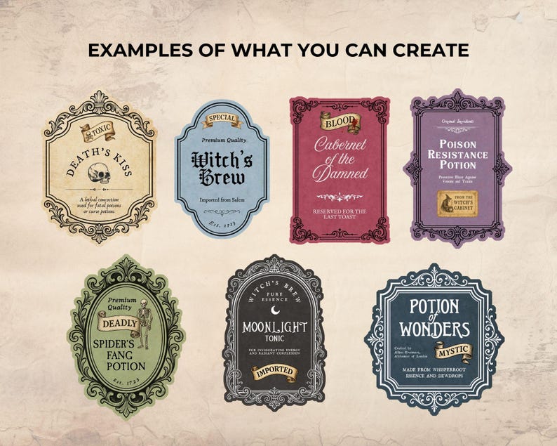 Apothecary Potion Labels Template, Printable Vintage Blank Bottle ...