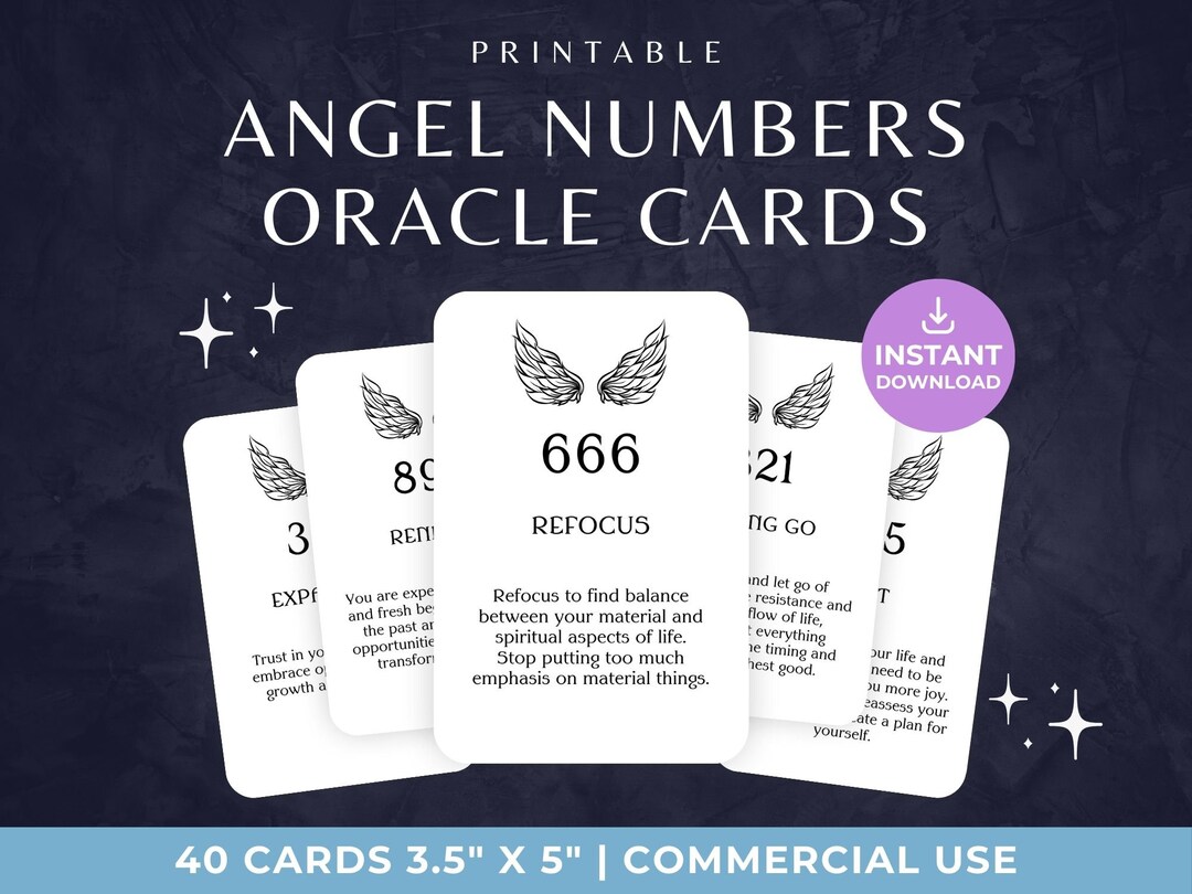 Angel Numbers Oracle Cards, Printable Oracle Card Deck, Spirit Guide ...