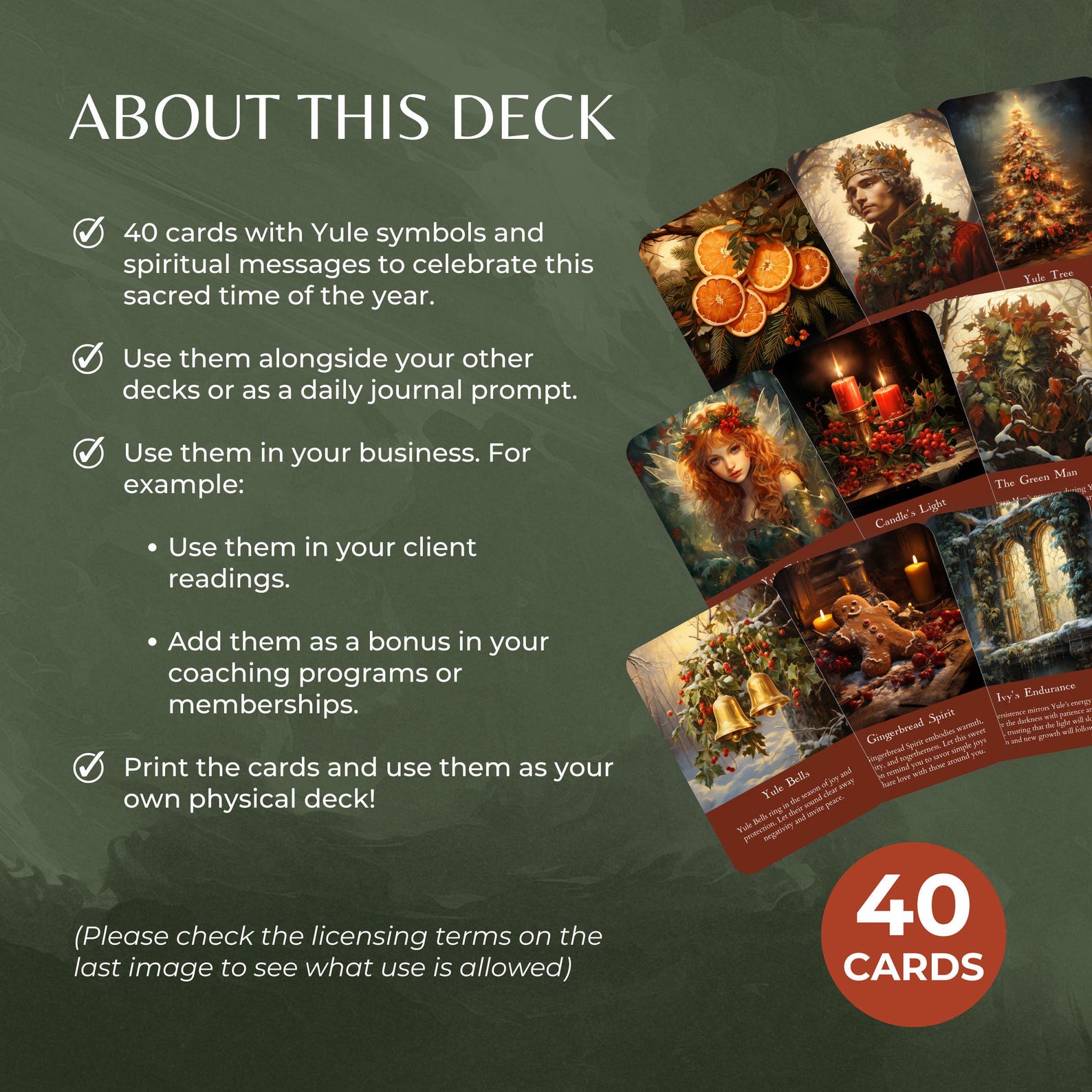 Yule Oracle Deck, Spiritual Pagan Christmas Printable Cards, Wiccan ...