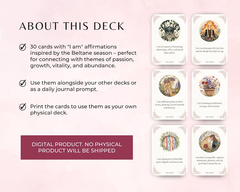 Beltane Affirmation Cards, Spring Sabbat Printable Card Deck, Spiritual ...