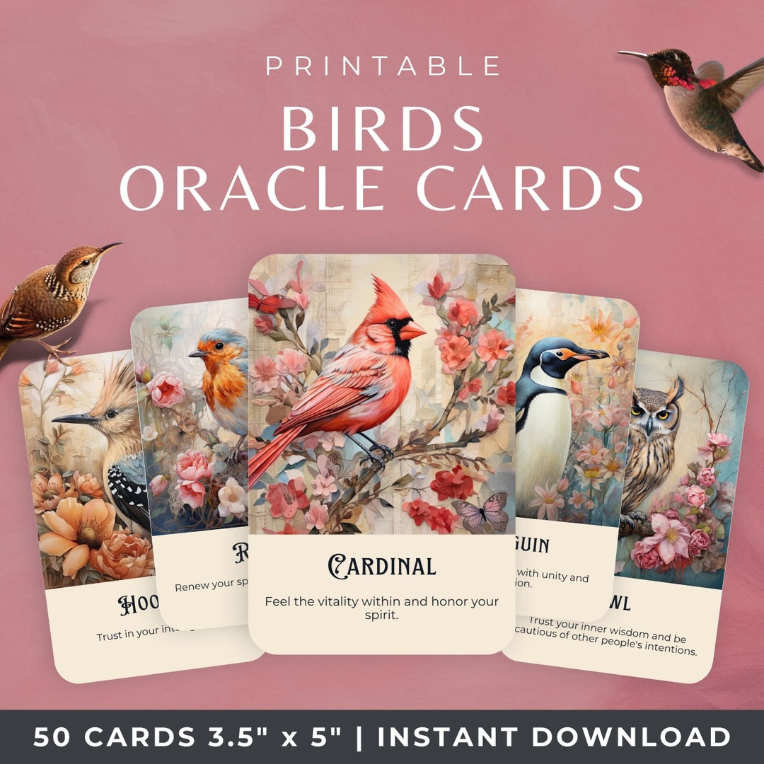 Bird Oracle Cards, Printable Animal Spirit Oracle Deck, Ornithology ...