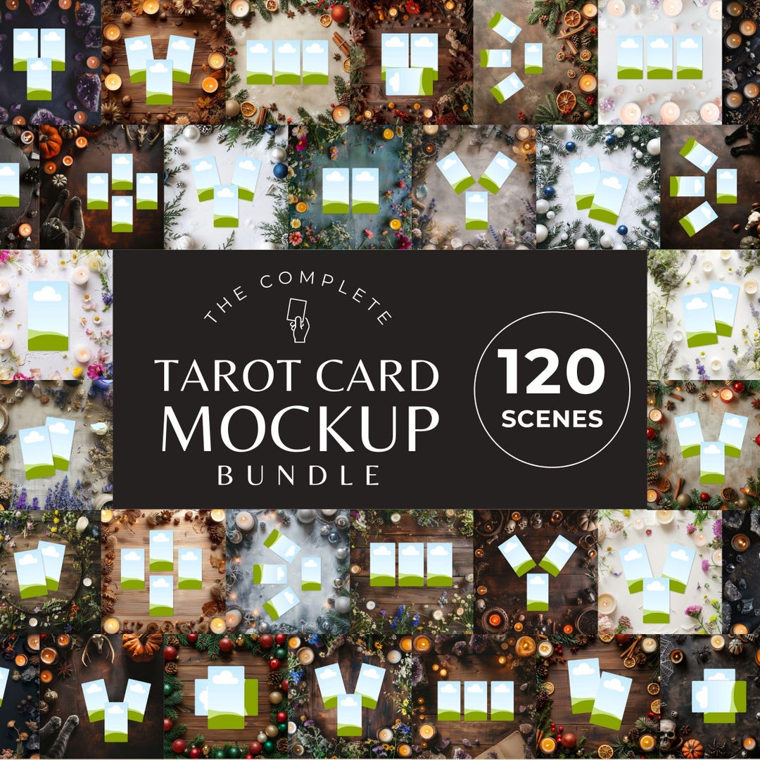 Tarot Card Mockup Bundle, Witchy Canva Template for Psychic Reading ...