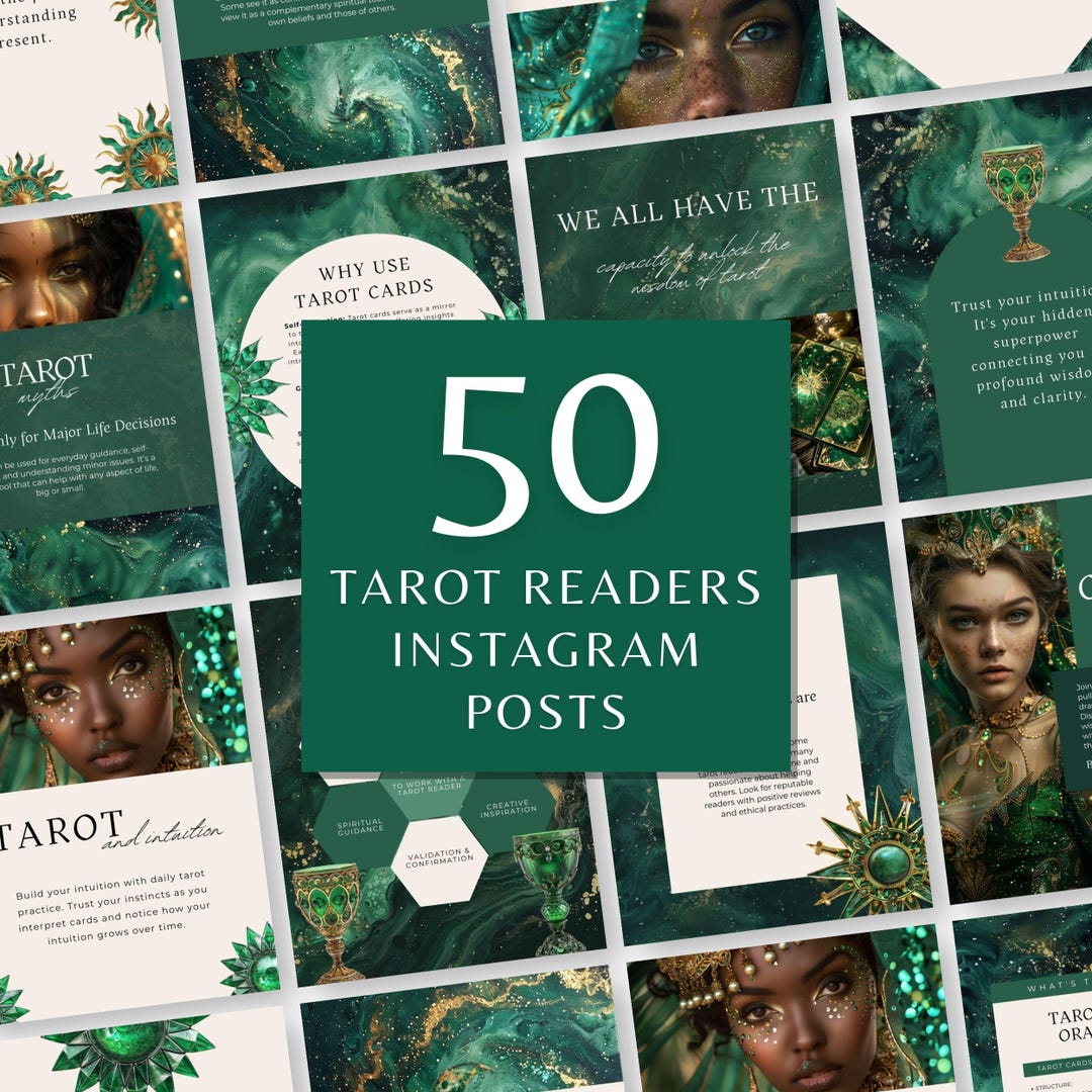 Tarot Reader Instagram Posts Portrait, Green & Gold Tarot Reading ...
