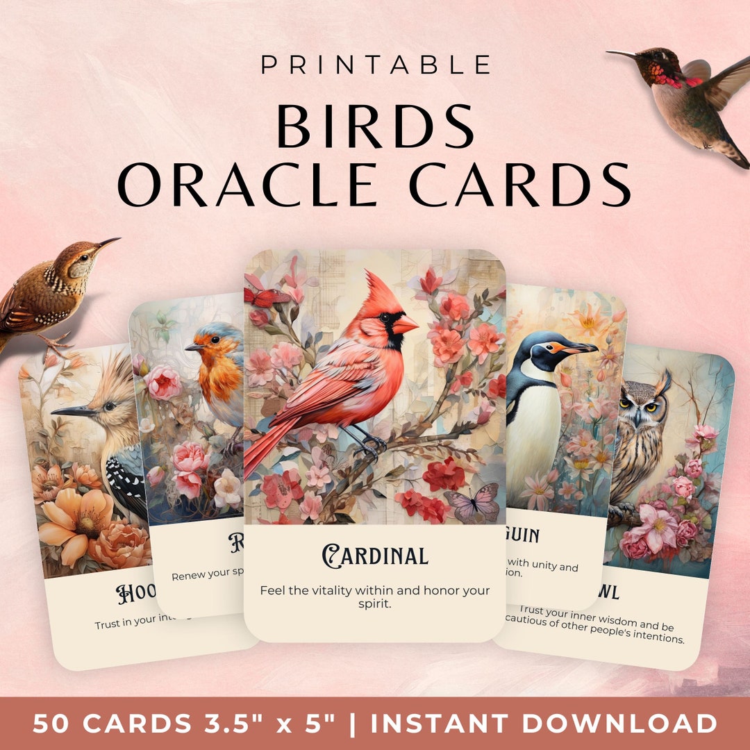 Bird Oracle Cards, Printable Animal Spirit Oracle Deck, Ornithology ...