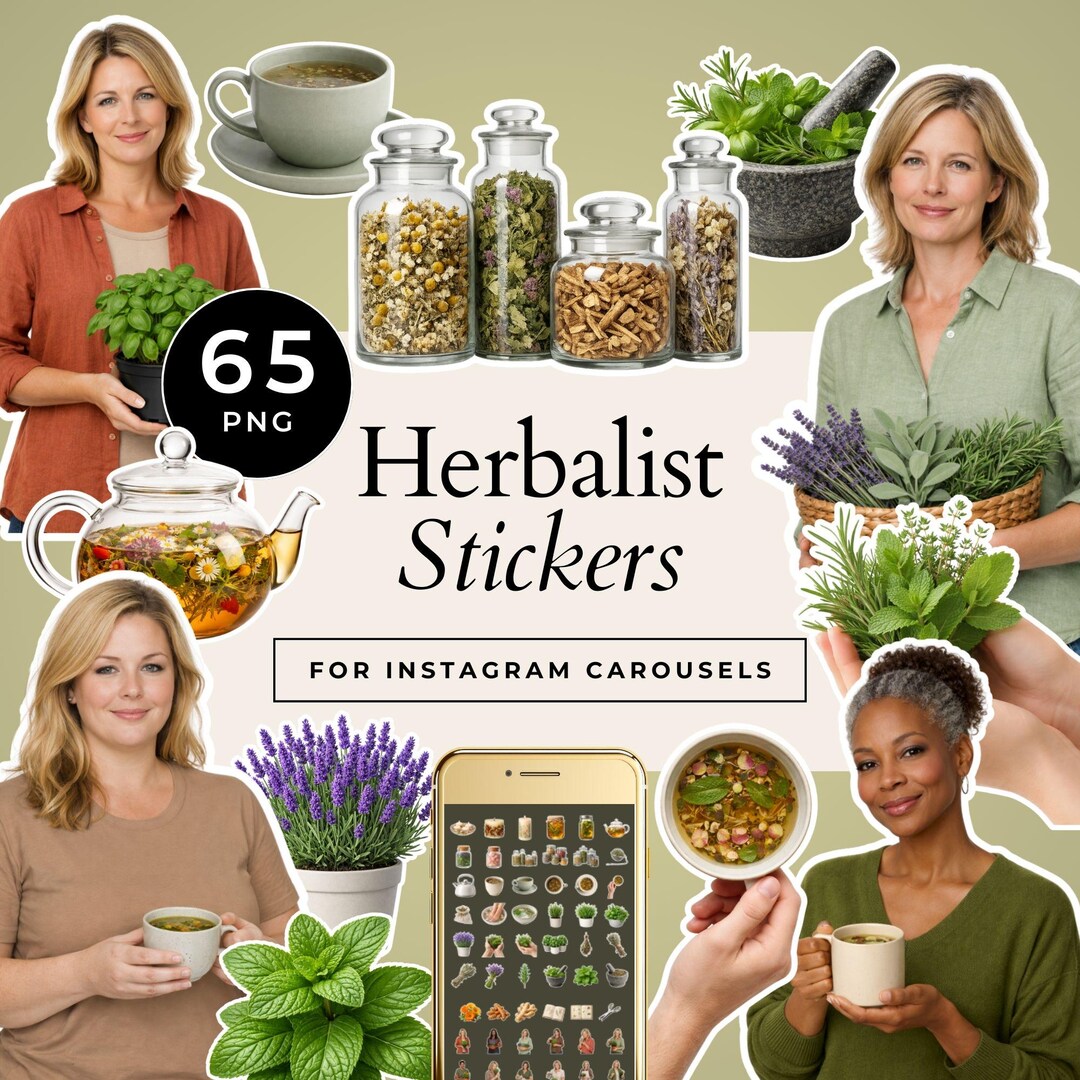 Instagram Carousel Stickers for Herbalist, Plants & Herbs Canva ...